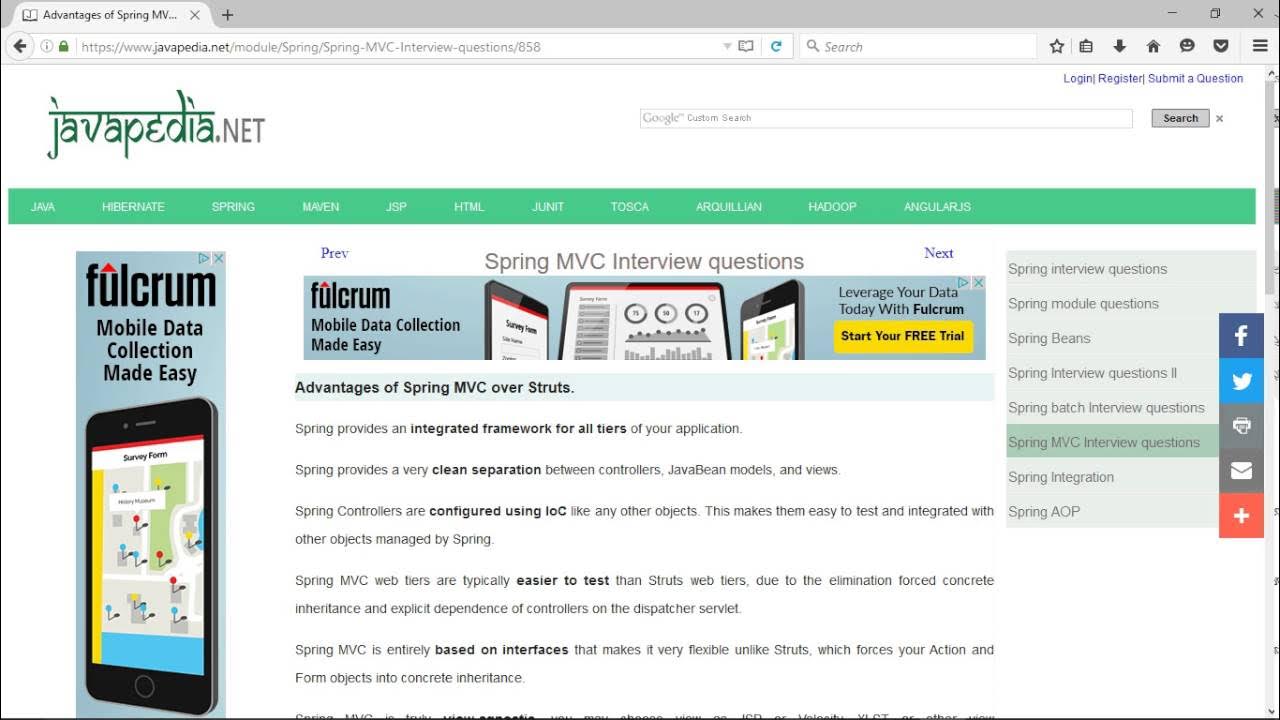 Advantages of Spring MVC over Struts. | javapedia.net - YouTube