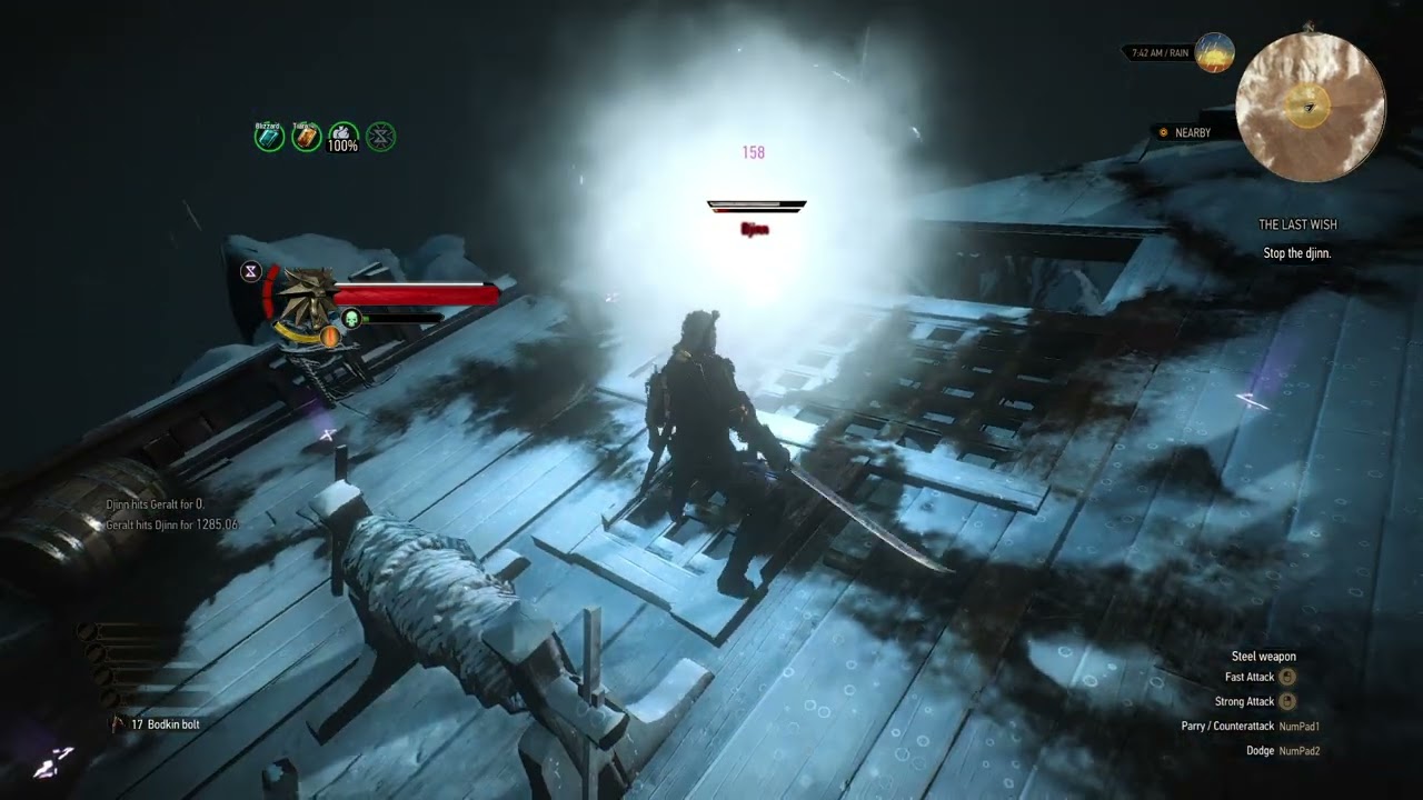 The Witcher 3 - Enhanced Edition Redux - Djinn fight - YouTube