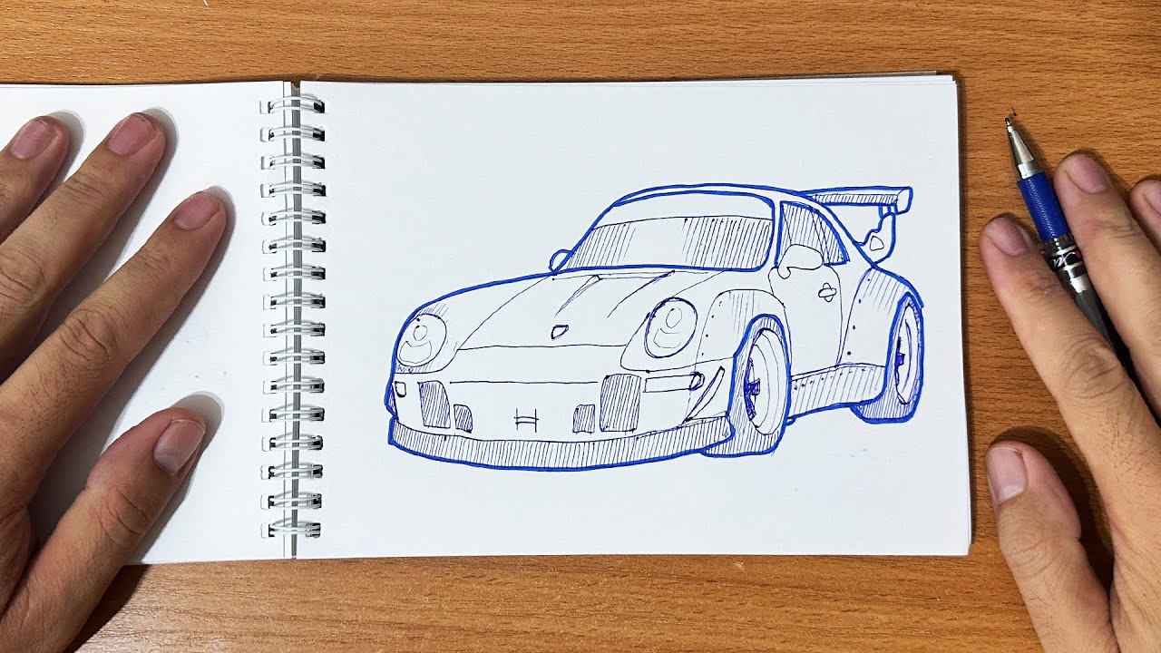 How to draw a PORSCHE 911 993 RWB || Drawing rwb 993 1995 step by step ...