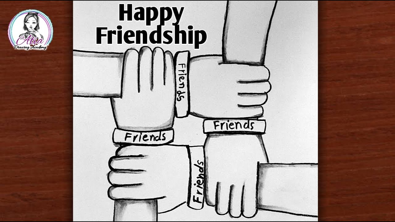 how to draw four best friends | best friends hand drawing | how to draw ...