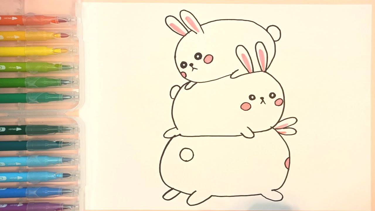How to draw cute bunnies - YouTube
