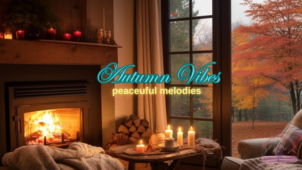 Cozy Autumn Vibes: Relaxing Piano Music with Fall Leaves View from a ...