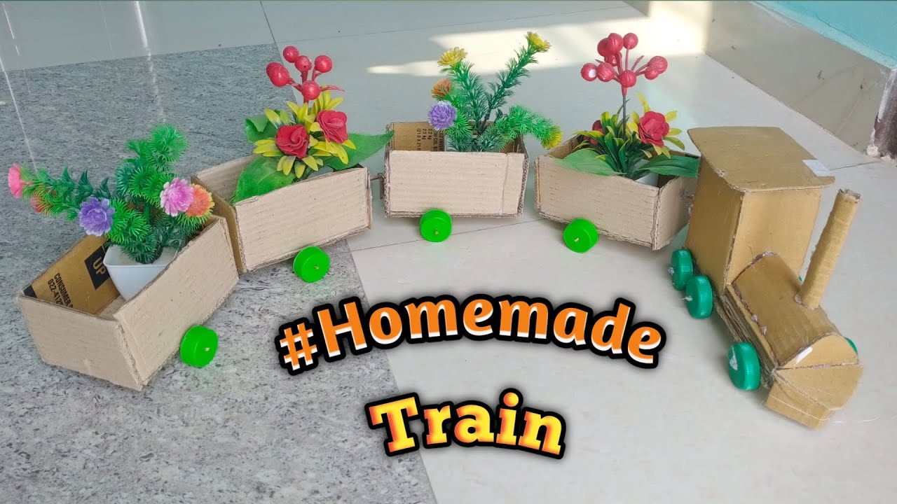 Home made train toy ‼️ cardboard train ‼️ catdboard projcet - YouTube