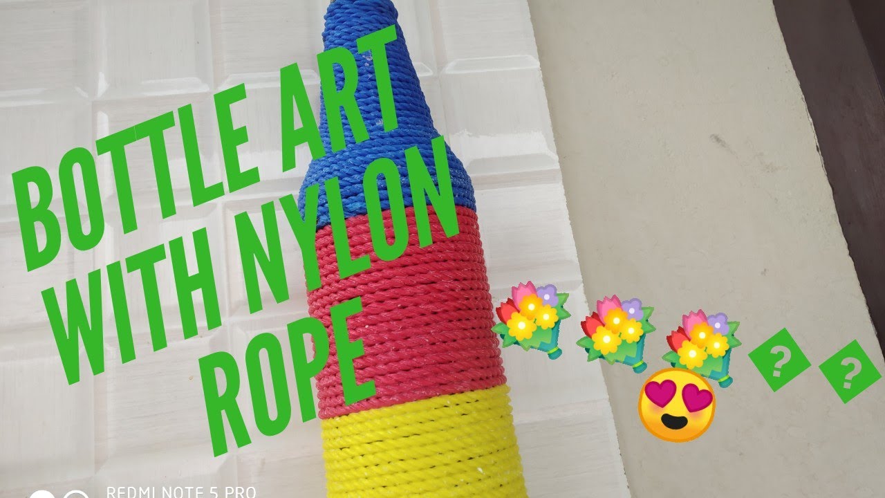 Bottle art with Nylon rope | Wrapping Craft | coloured Rope🤩🤩🤩 - YouTube