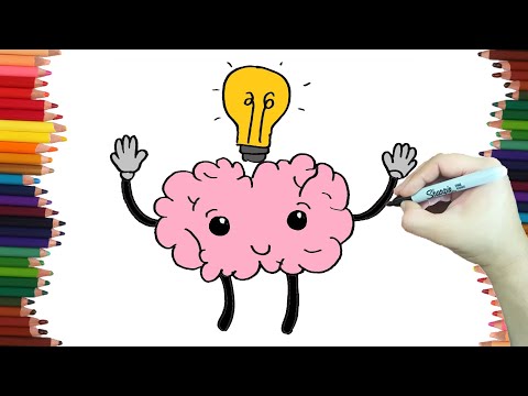 Como dibujar un CEREBRO paso a paso y MUY FACILMENTE - Dibujos para Colorear