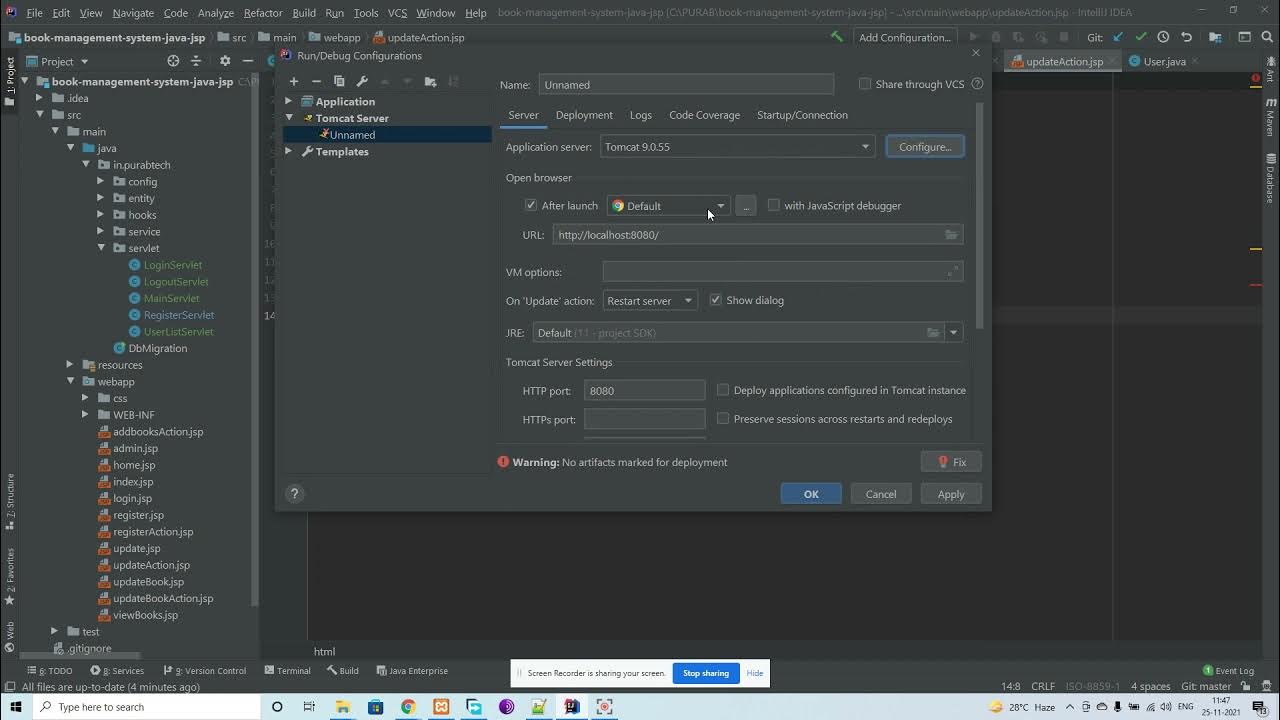 intellij ultimate tomcat server configure webapp application context - java jsp project - YouTube
