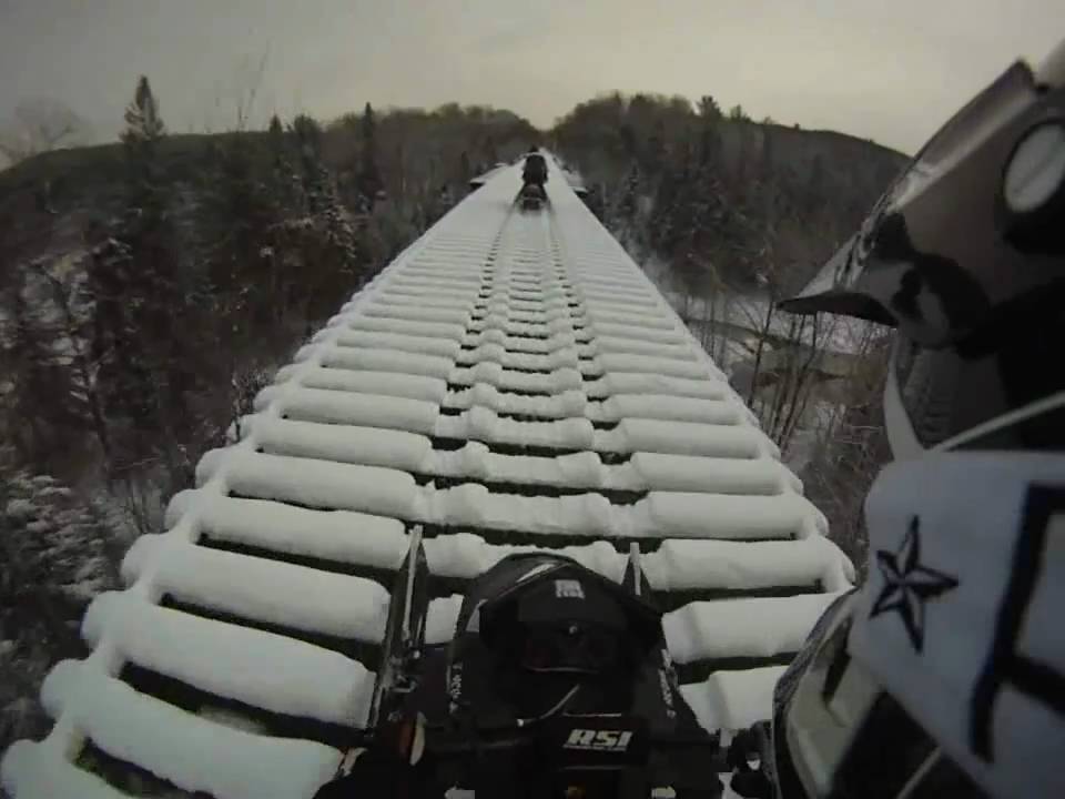 Snowmobiling - Scenic Railway Bridge - YouTube