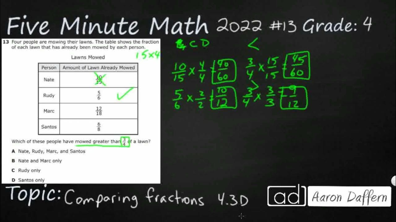 4th Grade STAAR Practice Comparing Fractions (4.3D - #11) - YouTube
