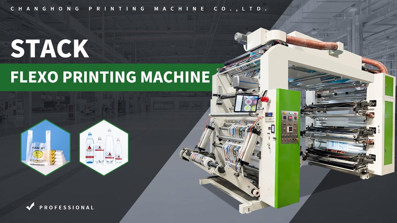 6 color stack flexo printing machine - YouTube