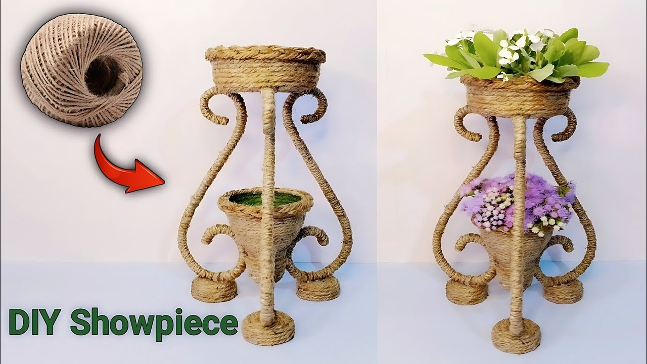 DIY Jute Rope Flower Showpiece | Unique Home Decor ideas With Jute Rope ...