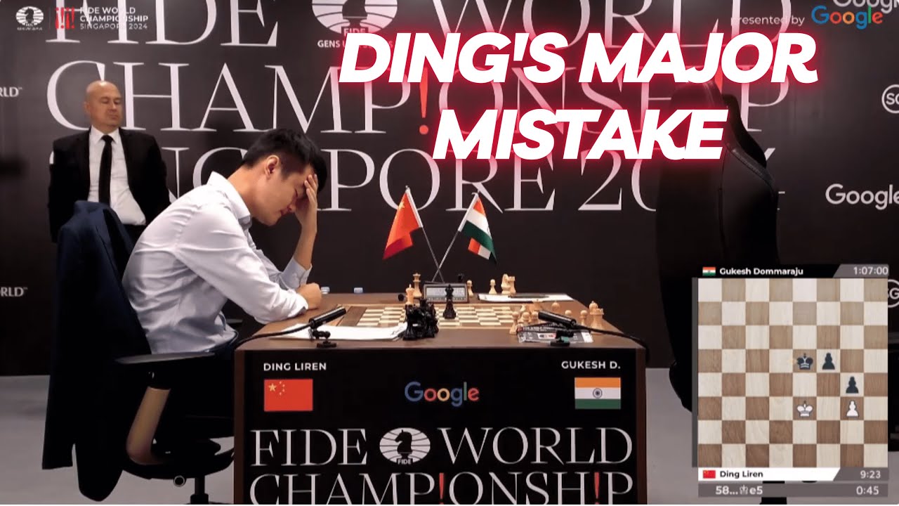 Ding major blunder leads to Gukesh winning the 2024 World Chess ...