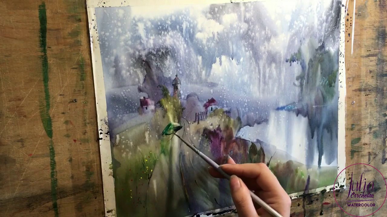 Watercolor without drawing, wet on wet - YouTube