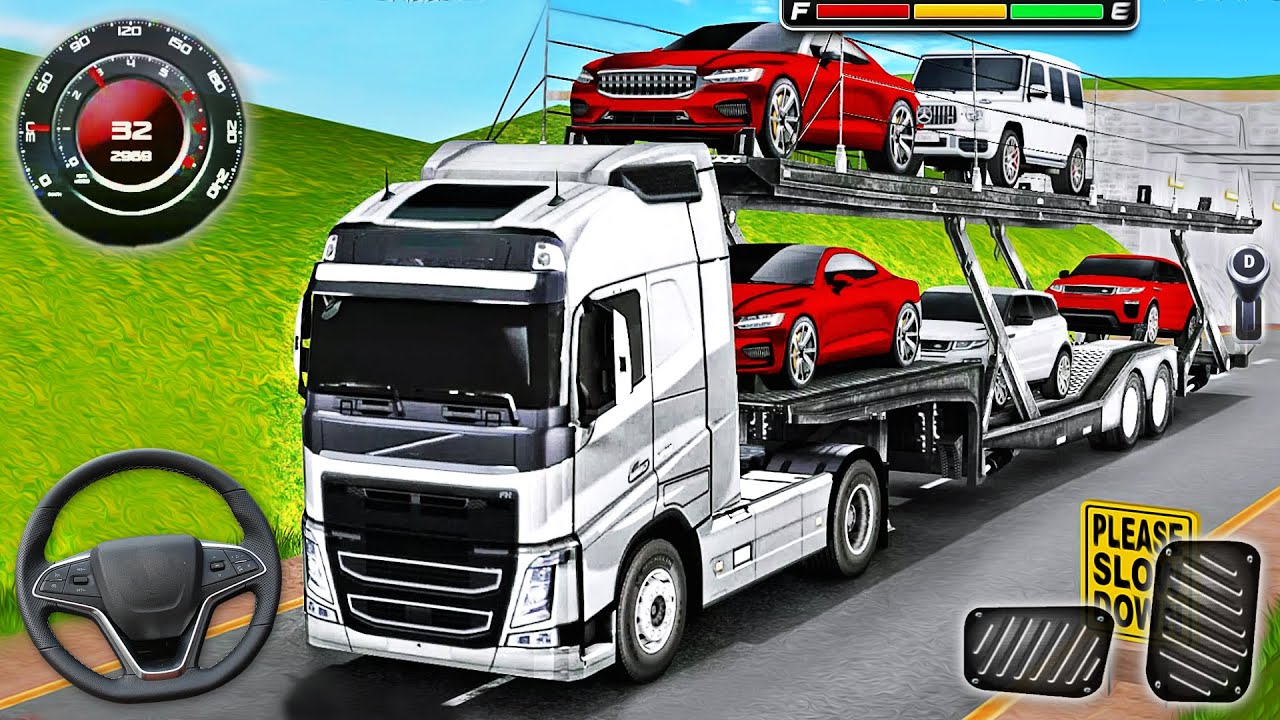 Car Transporter Trailer Truck - Cargo Car Transporter Truck Parking ...