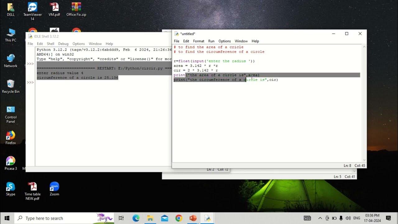Python Program To Find Area Of Circle Python Program To Find Circumference Of Circle And Both