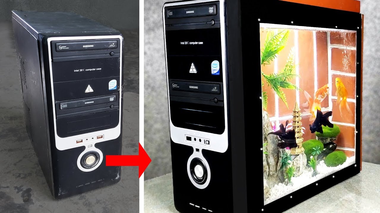 Changed Damaged PC ( PERSONAL COMPUTER) into BEAUTIFUL AQUARIUM - YouTube