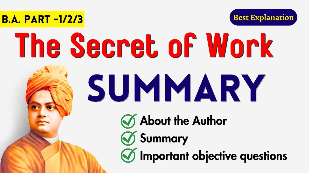 The Secret of Work by Swami Vivekananda | Summary | English Literature ...