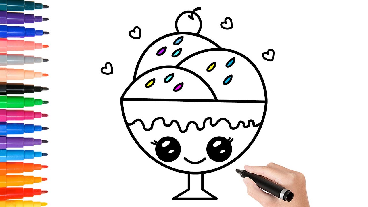 Drawing Cute Cup Ice Cream | Step By Step Art for Kids - YouTube