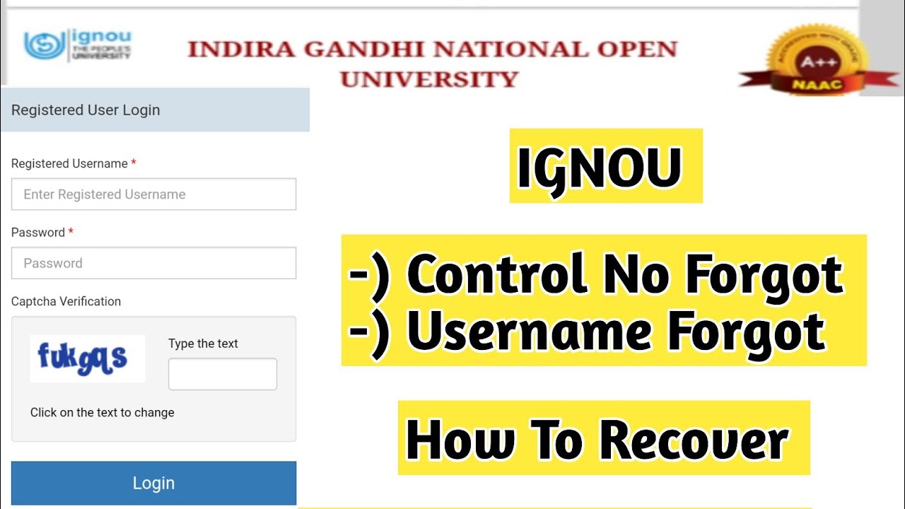 How To Reset Control No And Username Id | Mister Ignou #ignou # ...