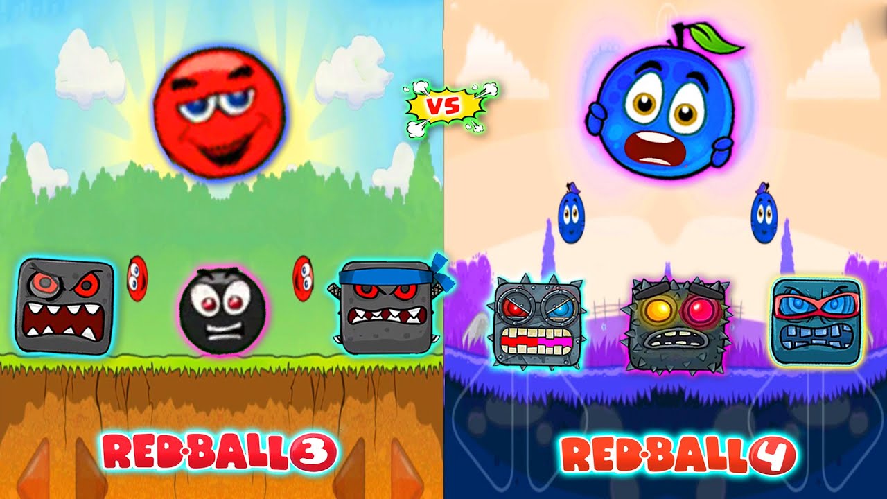 Red Ball 4 Blue Orange Ball Vs Red Ball 3 with All Levels All Boss Blue ...