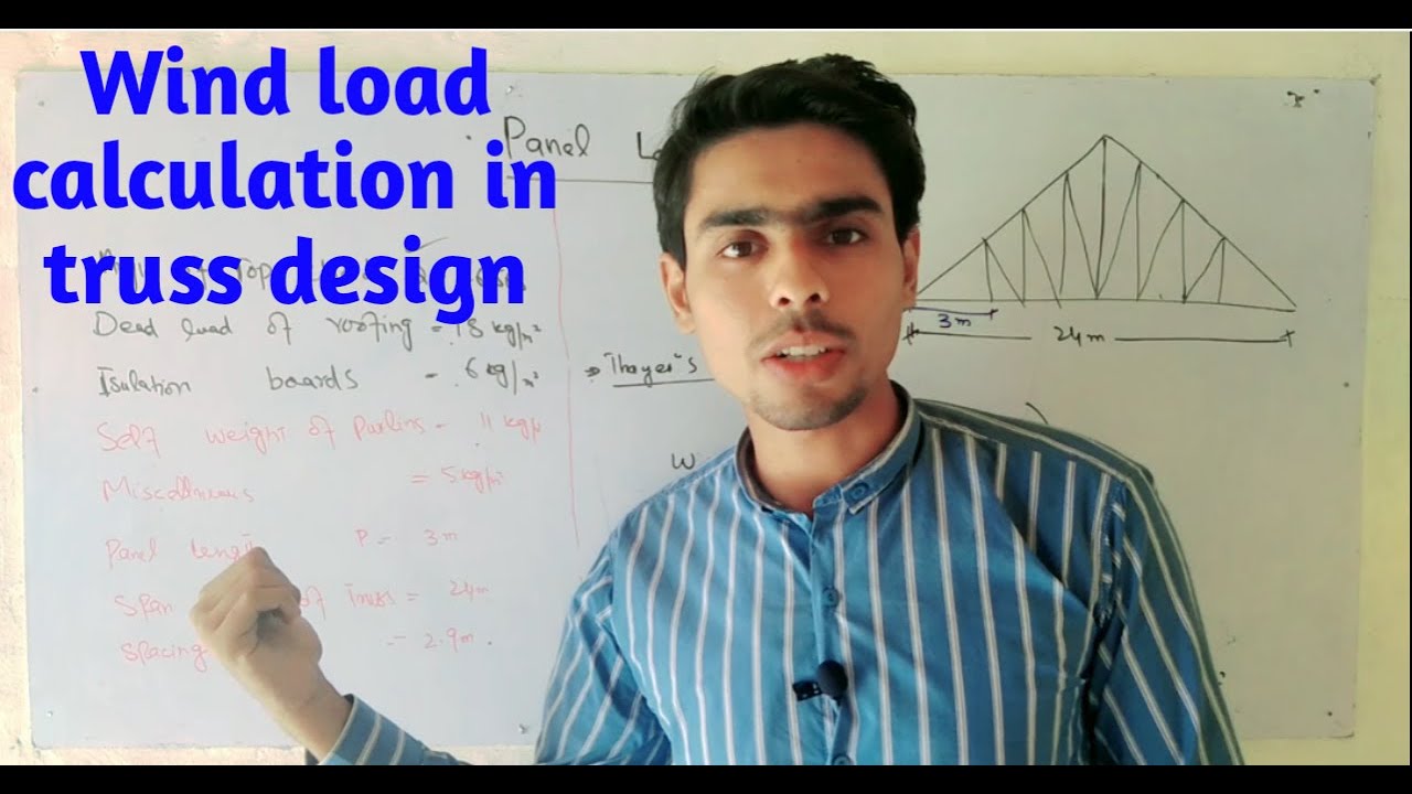 Design of roof truss - Loads calculation || Wind Load Calculations ...