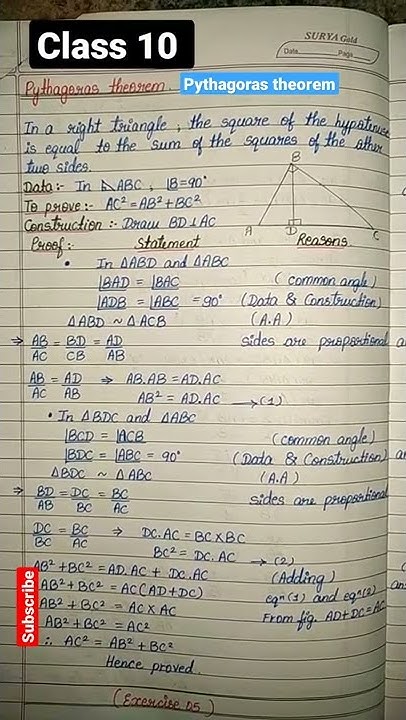 class 10 ... Pythagoras theorem #shorts #youtube - YouTube