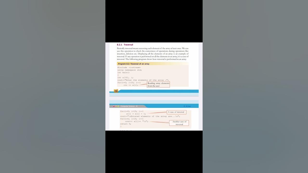 Computer science plus one chapter 8 | Array Operations | part 2 #array #traversal #sorting - YouTube