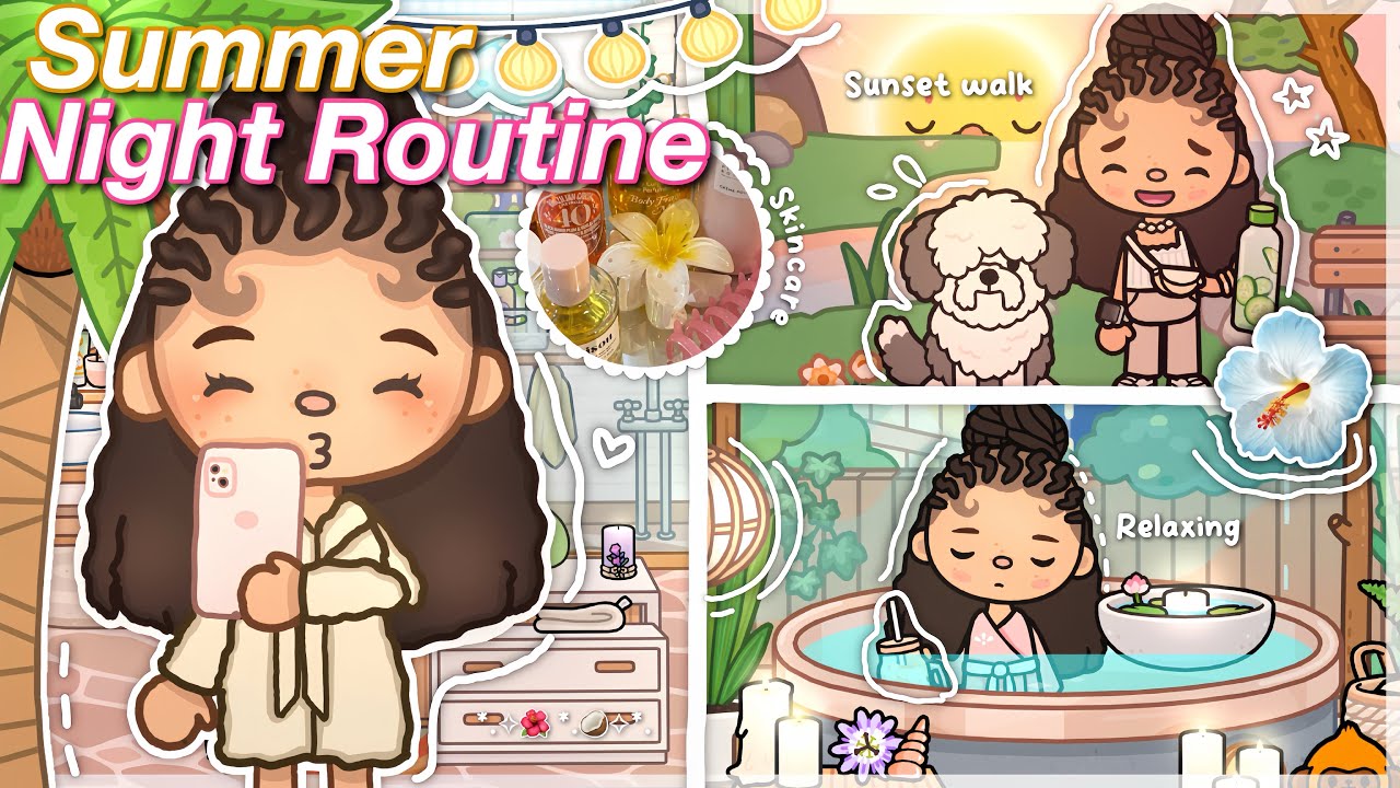 summer aesthetic night routine 🫧🌺 *WITH VOICE* || Toca Boca Roleplay ...