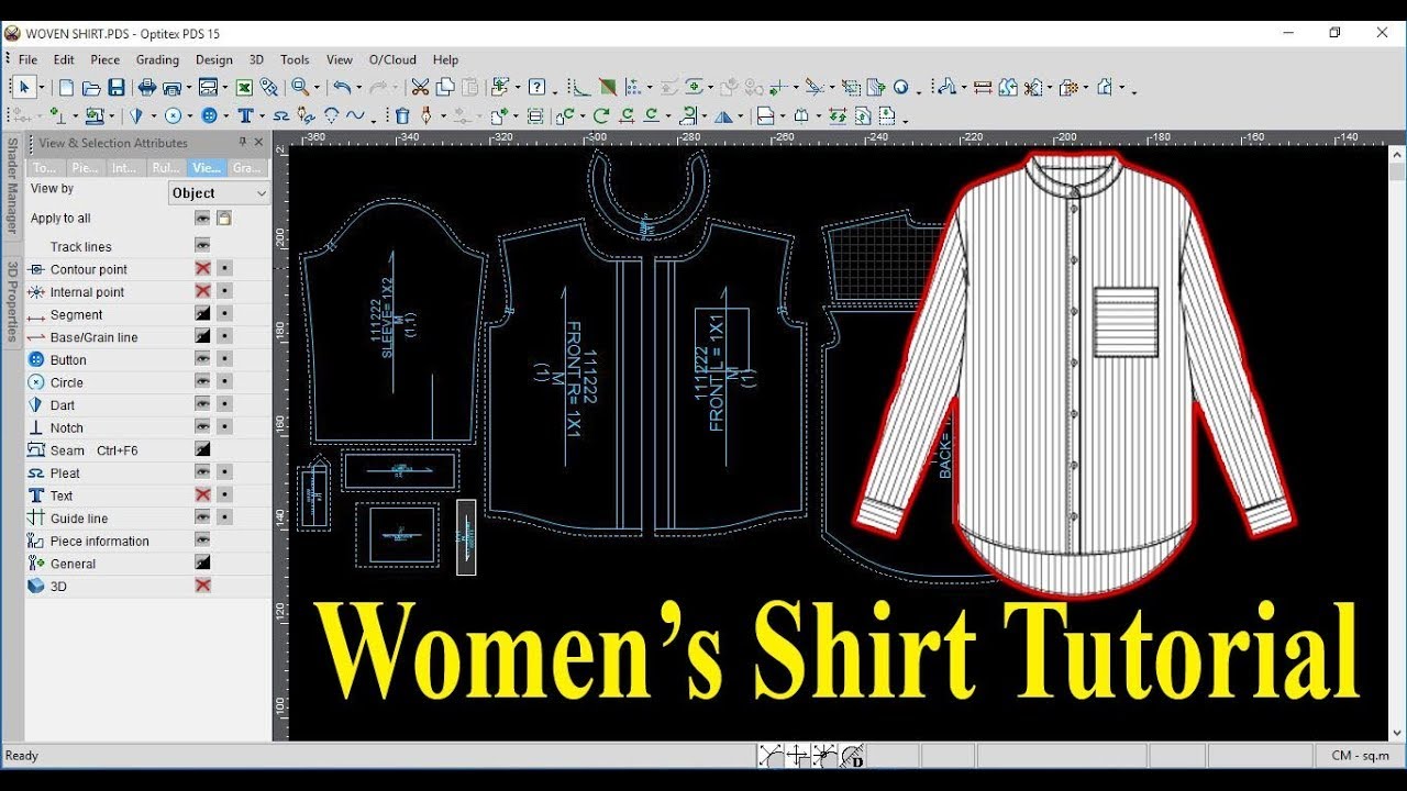 Women's Shirt Pattern Tutorial/Optitex Shirt Tutorial/Shirt Design ...