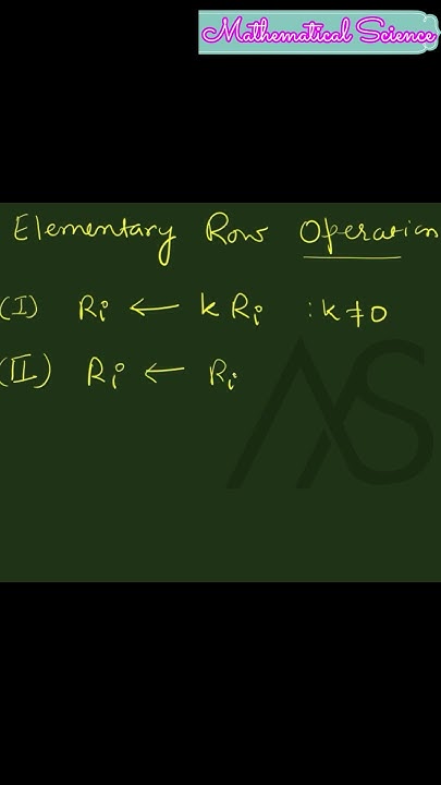 Elementary Row Operations | Linear Algebra NEP 2020 #shorts #maths # ...