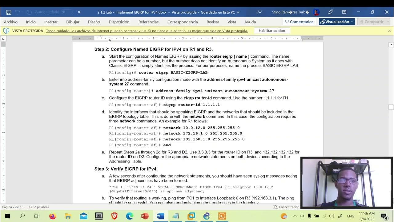 2.1.2 Lab - Implementar EIGRP para IPv4 - YouTube