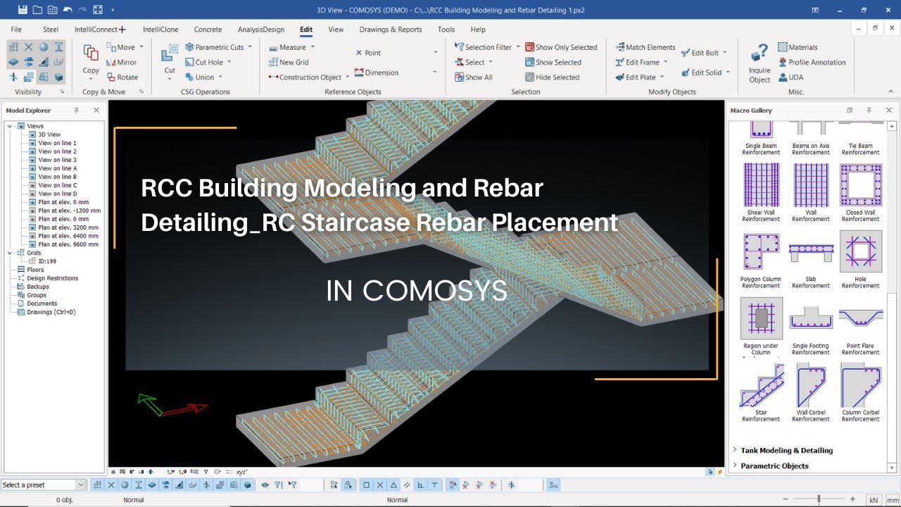 RCC Building Modeling and Rebar Detailing _RC Staircase Rebar Placement ...