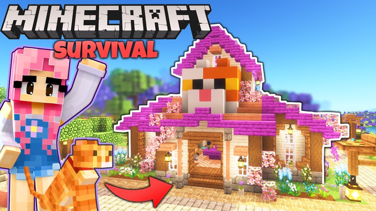 I Built a CAT CAFE in my Modded Minecraft Village! 🌼 Let's Play ...