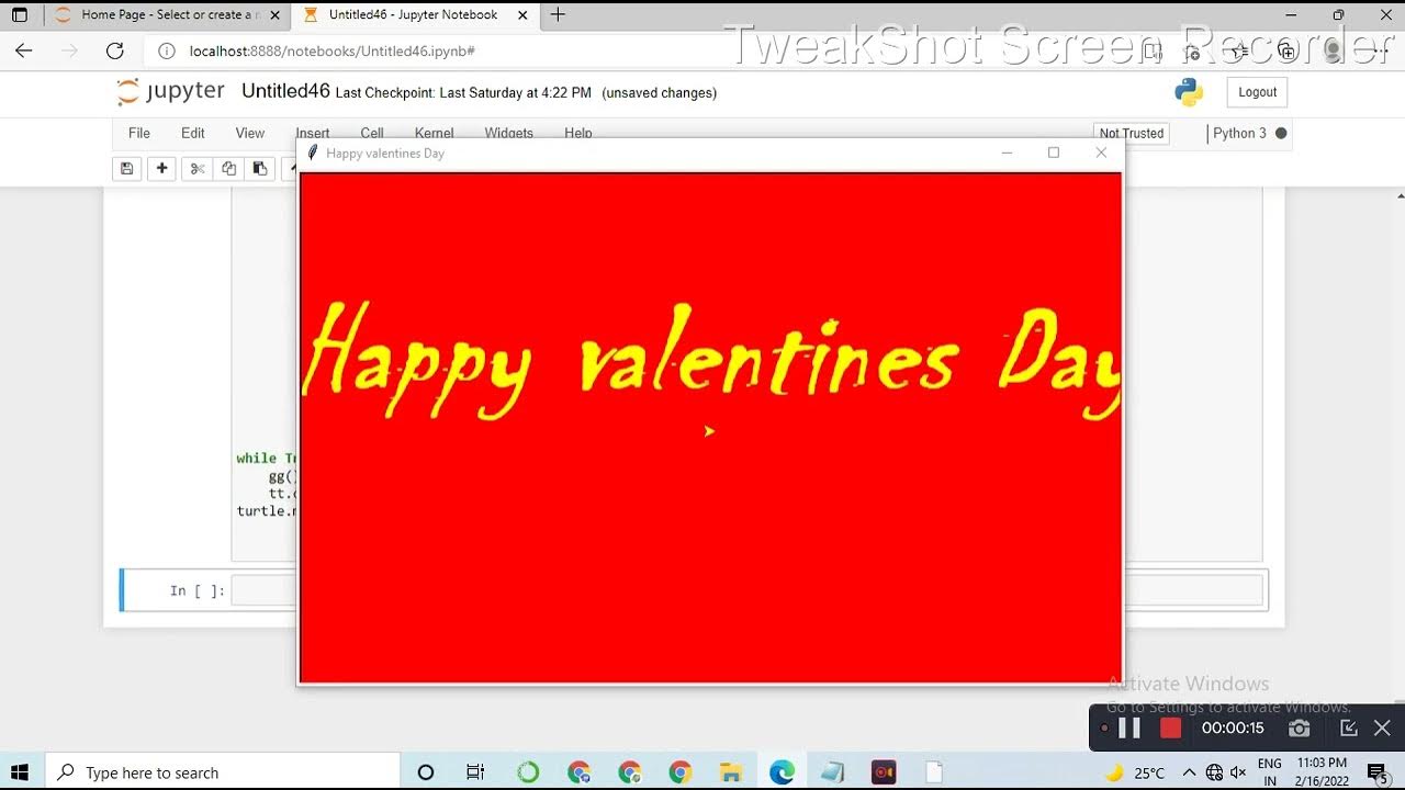 Happy Valentines Day Wish In Python Python Turtle Programs In Gujarati Pythoningujarati
