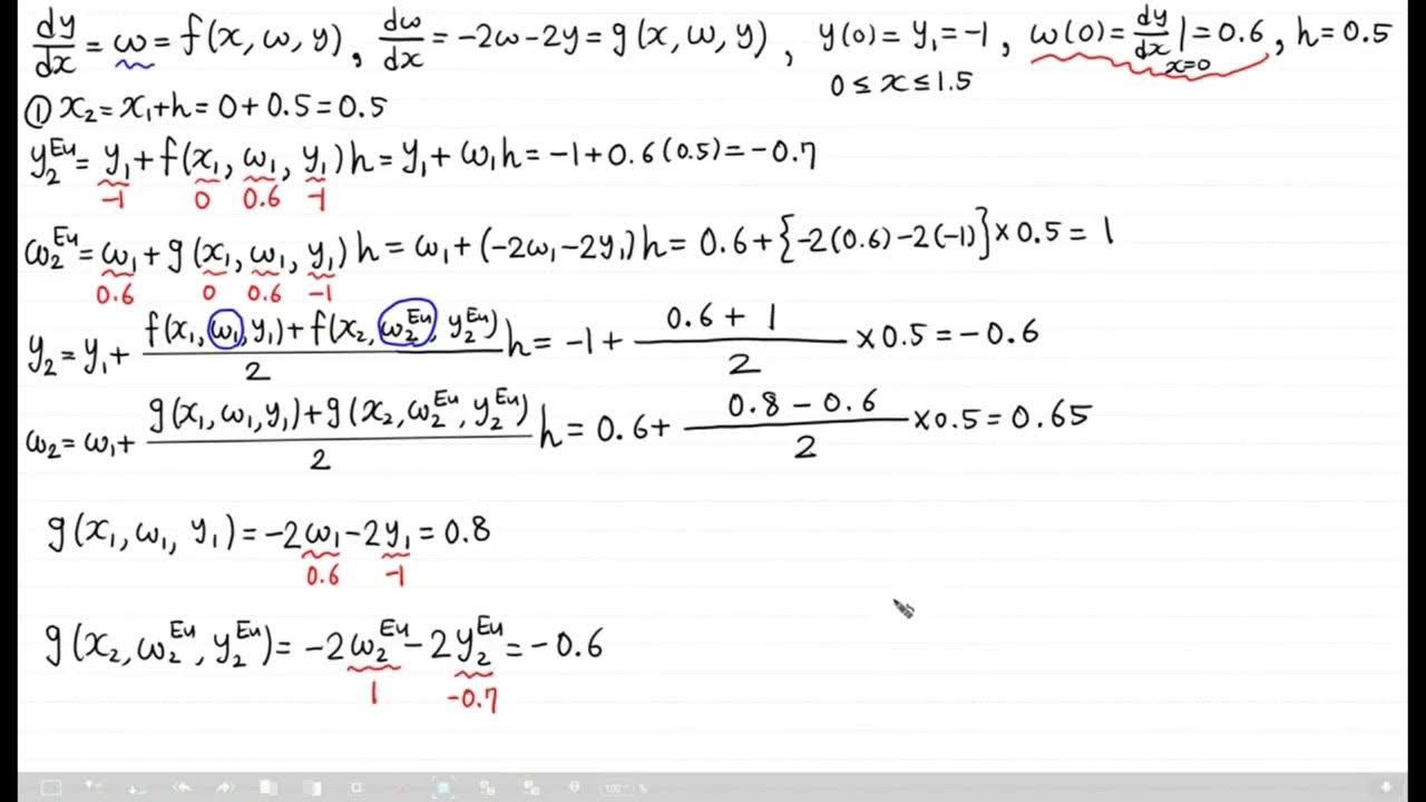 [사마귀 수치해석 문제풀이] 44. Second Order Initial Value Problem - Modified Euler ...