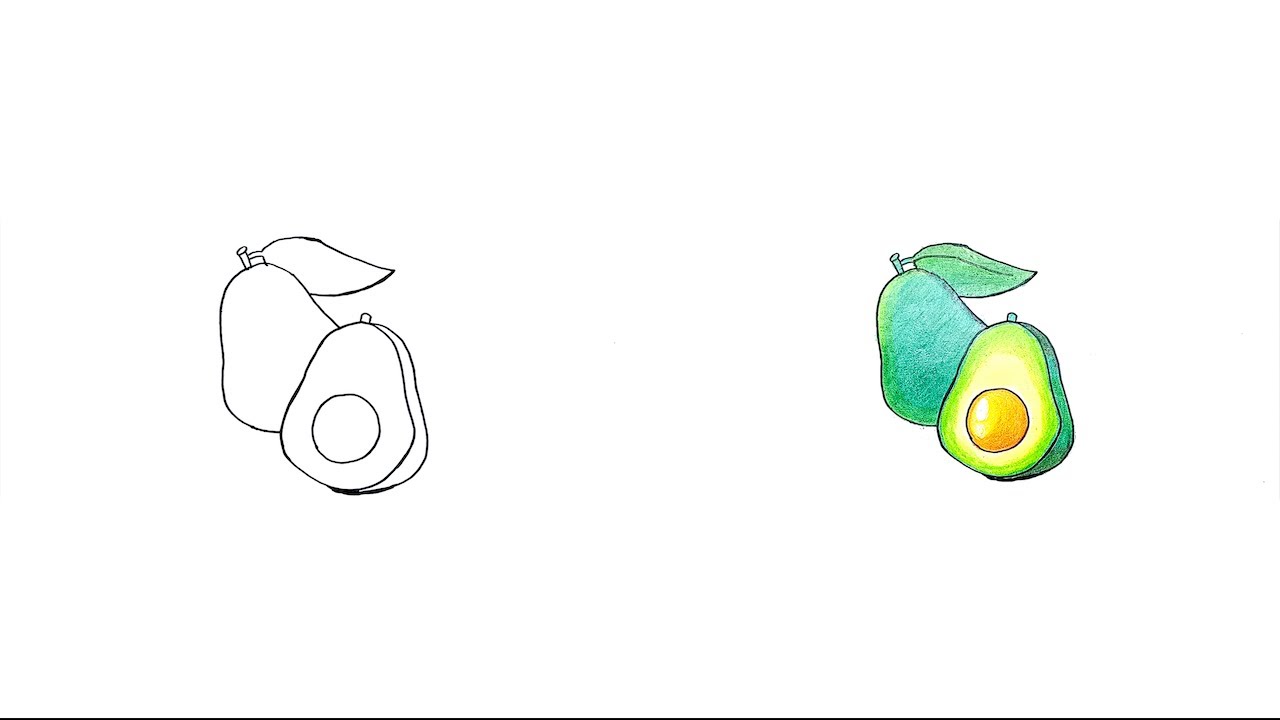 How to draw simple Avocado. Easy colouring.#drawing #art Step by step ...