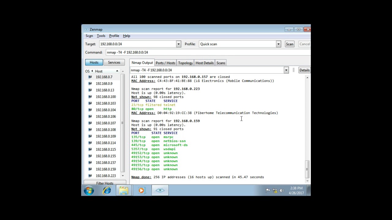 Melakukan nmap di windows 7 - YouTube