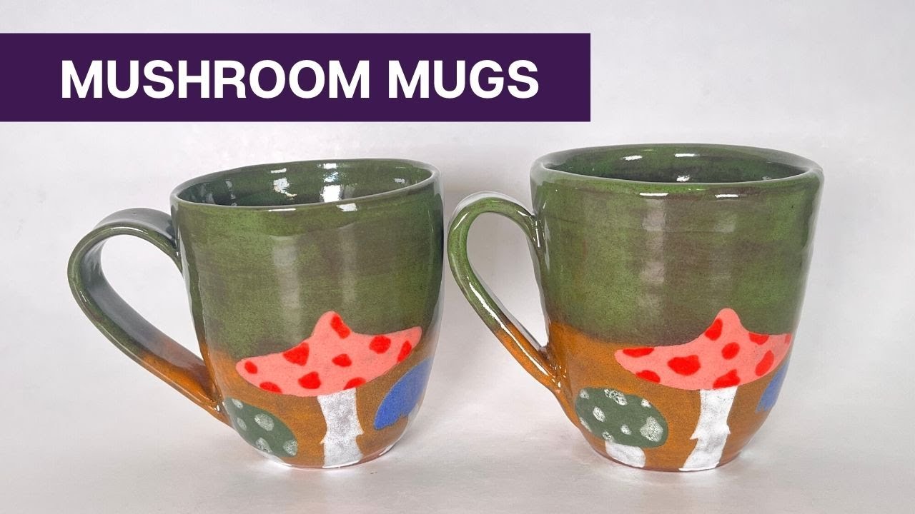 How to Make Pottery Mushroom Mugs | Painting with Underglaze - YouTube