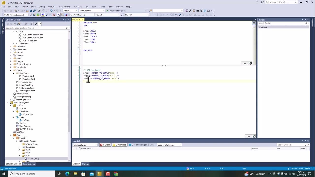 PLC Basic 1:TWINCAT 3 Beckhoff Basic String conversion to byto to bool to real STL ST - YouTube