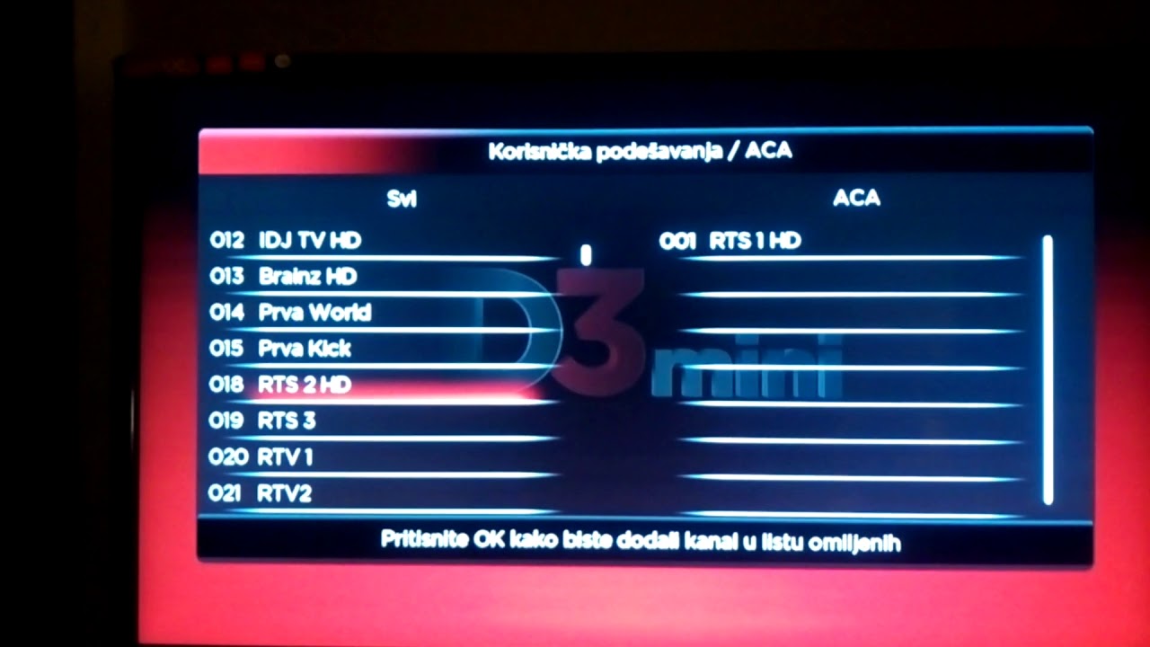 KAKO NAPRAVITI LISTU KANALA NA SBB D3mini uredjaju - YouTube
