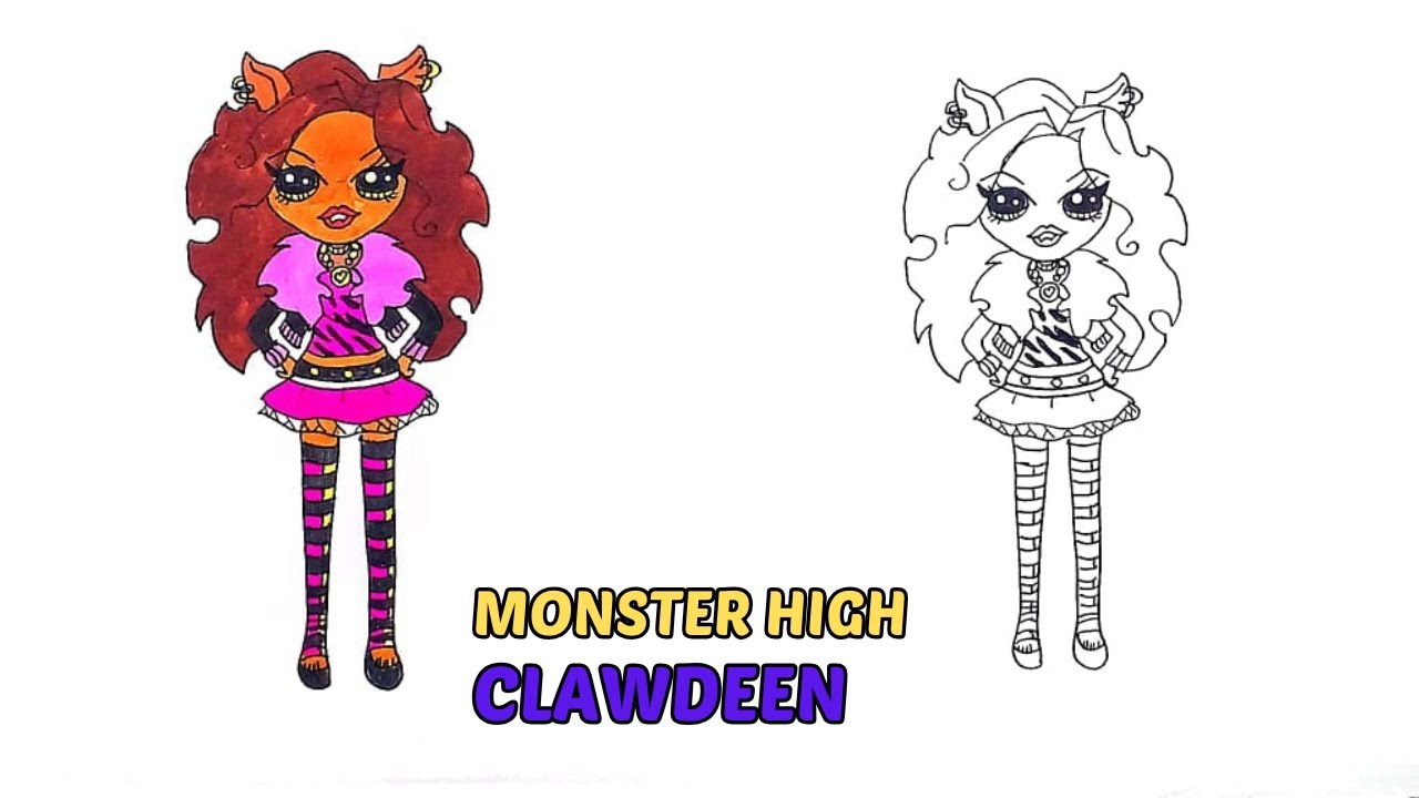 How to Draw Clawdeen Wolf Girl | Monster High Dolls - YouTube