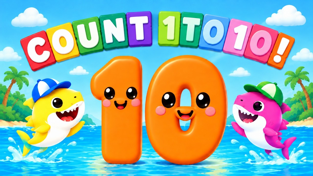 10 Baby Sharks Counting Song | Learn Numbers 1-10 | Kidoo Kids # ...
