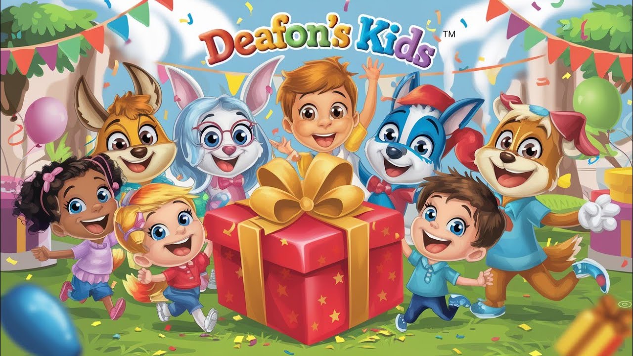 Cartoon video "The Gift Gang" two boys and girl giving a gifts to ...