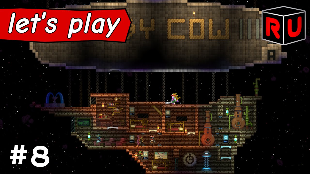 The Glitch Steampunk Zeppelin! | Let's play Starbound Asteroid Base ep ...