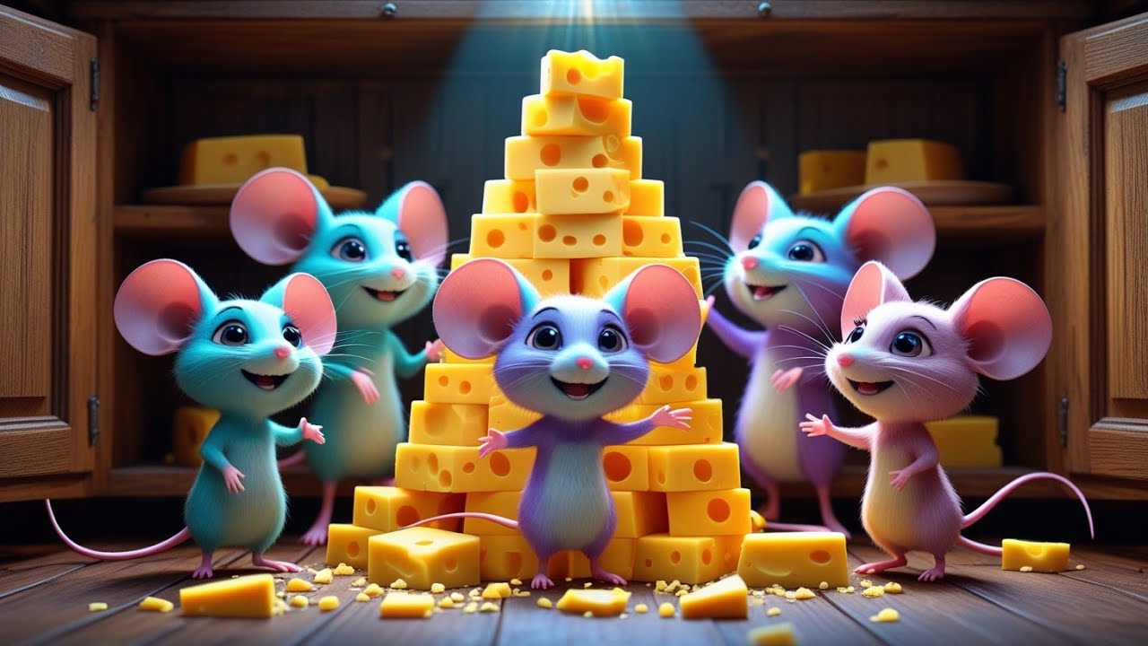Five Little Mice and Their Cheese Surprise! | Nursery Rhyme Adventures ...