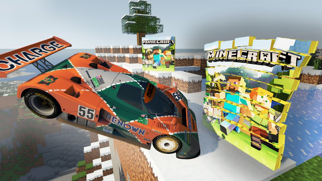 Cars vs Minecraft Wall. Slow motion Car crashes! Beamng drive ...