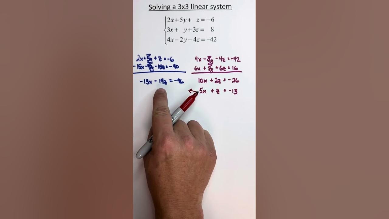 Solve a 3x3 Linear System of Equations 2 #maths #mathinstruction #algebra - YouTube