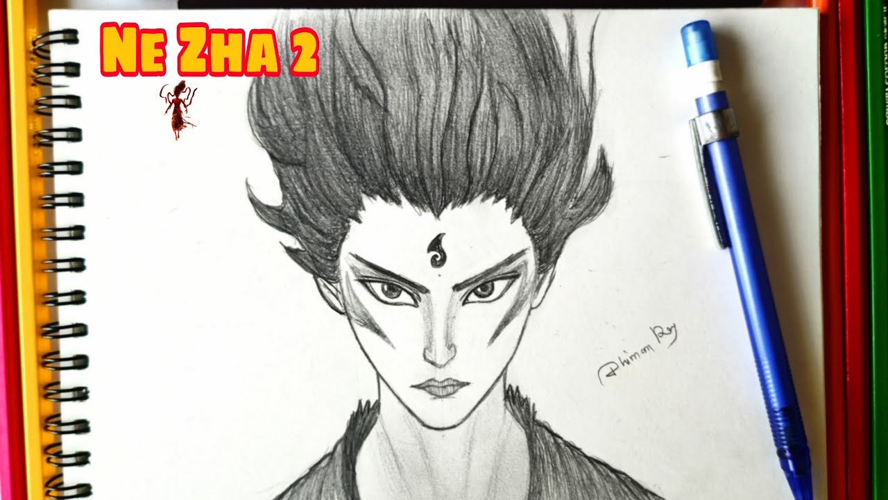 Ne Zha 2 sketch how to draw with only pencil - YouTube