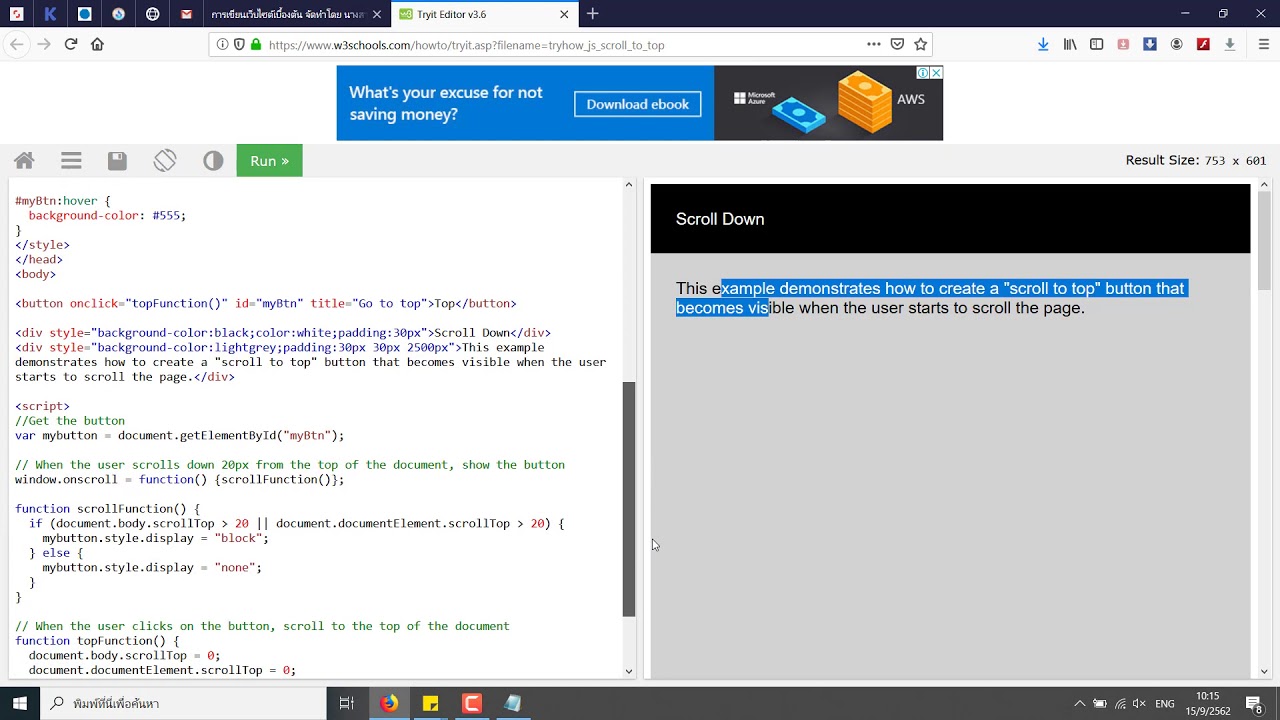 วิธีทำปุ่ม Back to top html5 css - YouTube