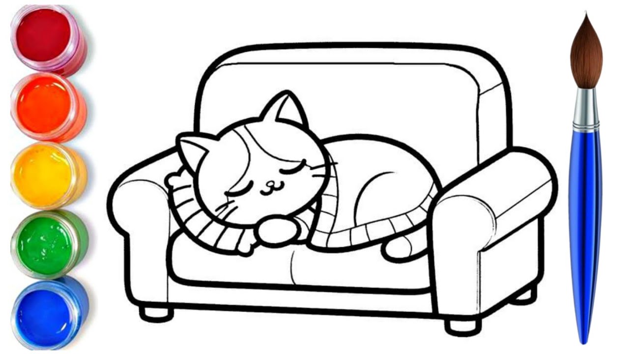 How to draw easy cute sleeping cat | easy drawing step by step for kids ...