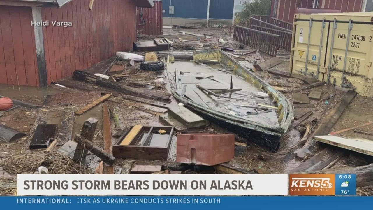 Alaska's coast hit hammered by hurricane-force winds, waves and ...